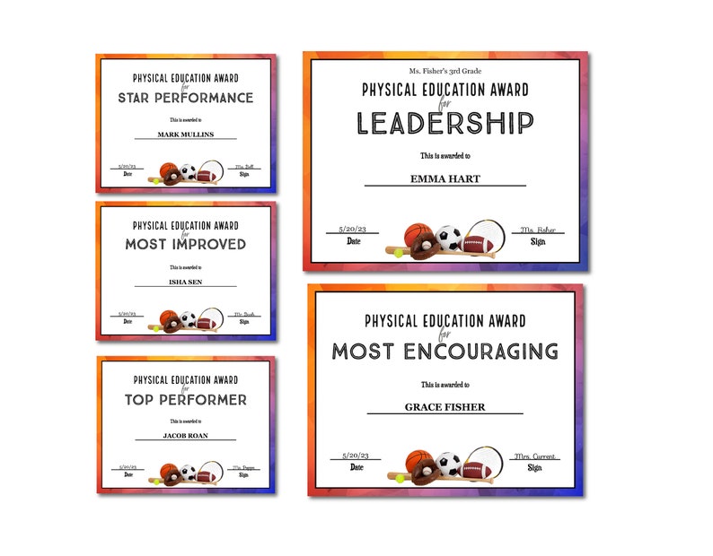 Fillable & Printable PDF PE Physical Education Kids Children - Etsy