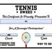 Tennis Certificate Fillable/editable PDF Participation Achievement ...