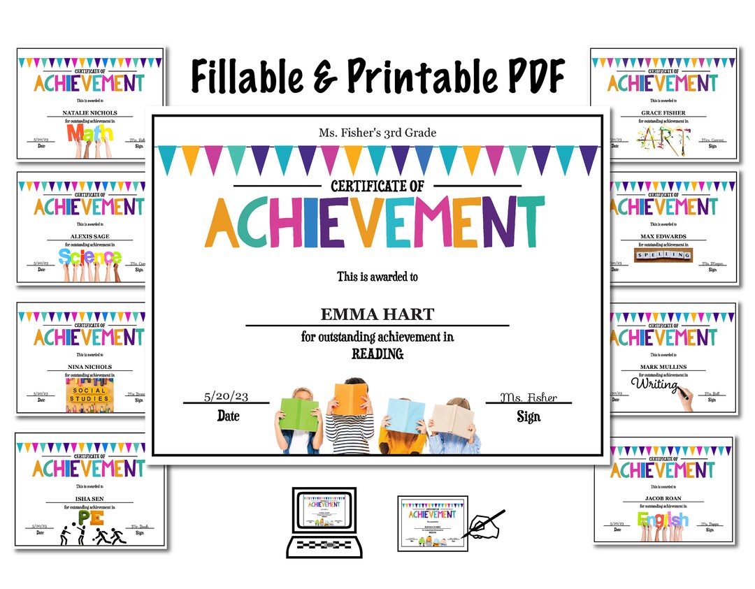 Fillable Printable PDF Math Award, Science, Reading Kids Children ...
