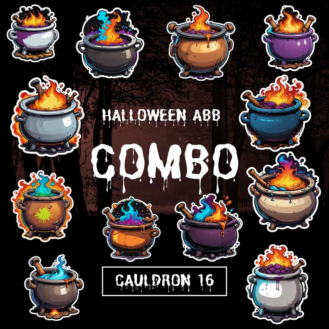 Halloween Witch Cauldron Clipart With Spooky Transparent Designs - Etsy