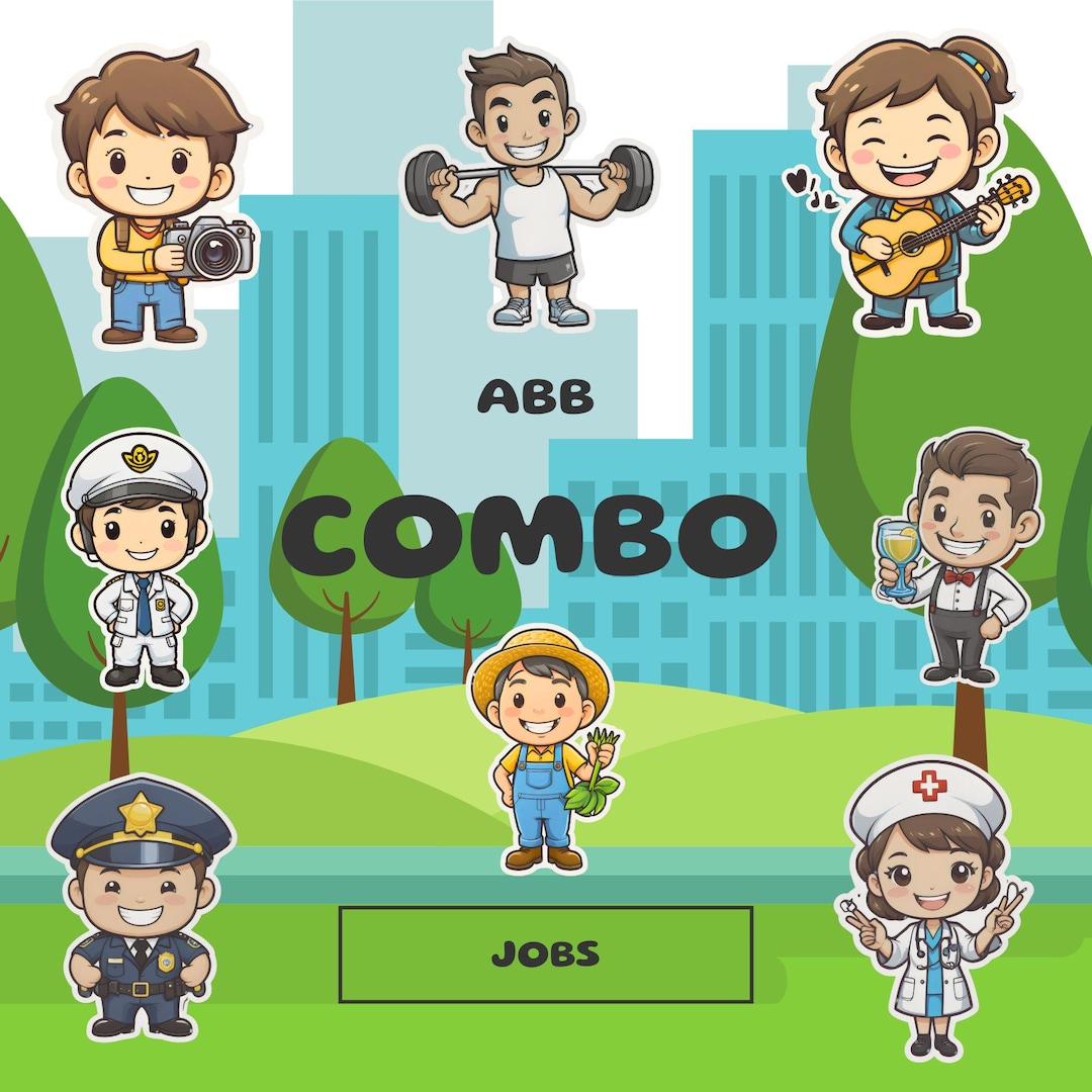 40 Kawaii Job Characters PNG Clipart Cute Guys and a Nurse Working in ...