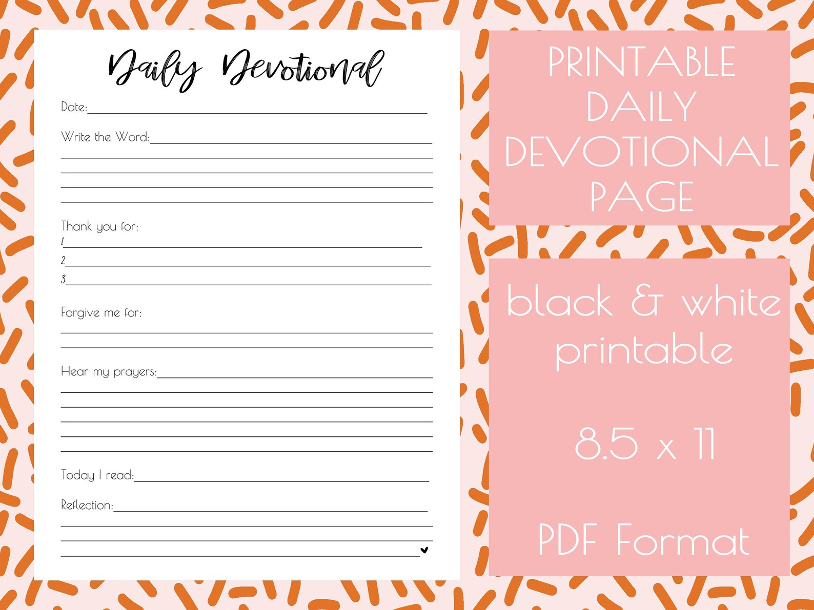 Printable Daily Devotional Page, Printable Daily Prayer Journal Page ...