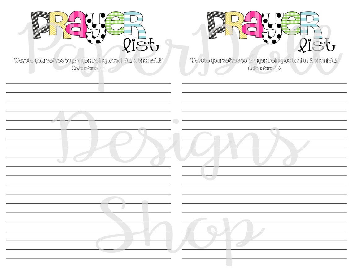 PRINTABLE Prayer List Digital Planner Insert Bible | Etsy