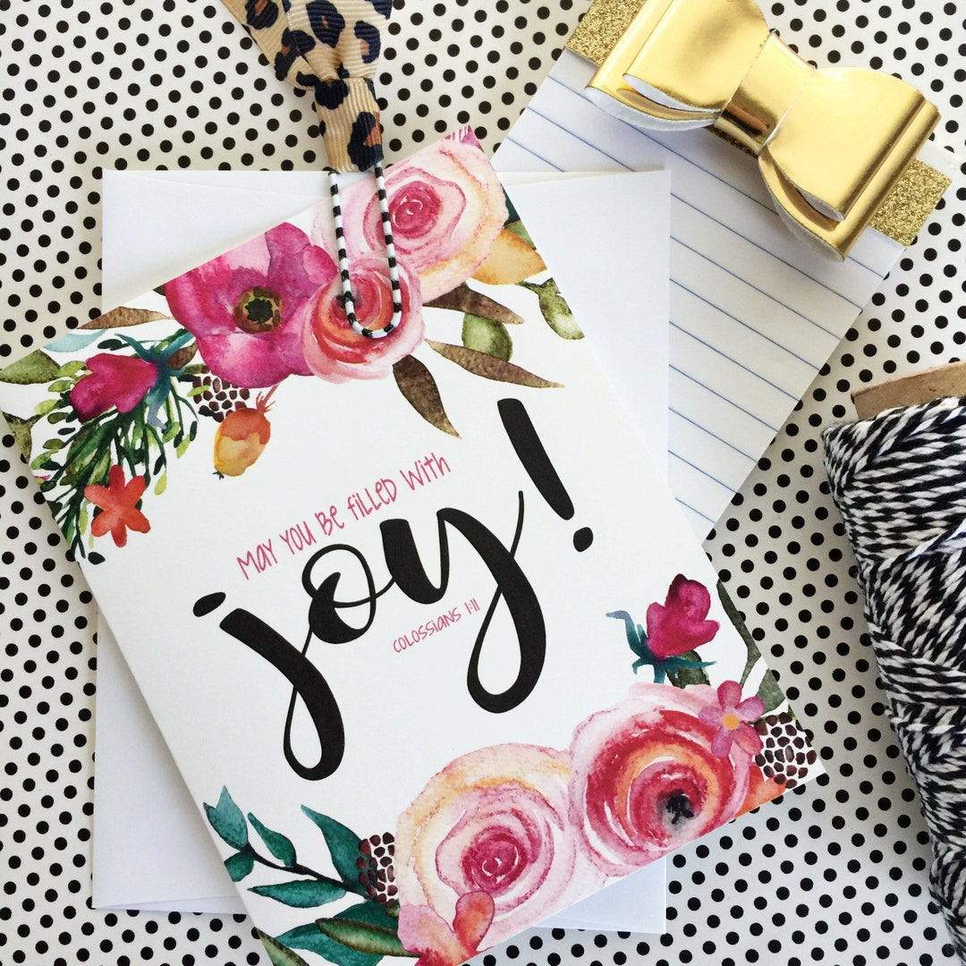 Printable Scripture Note Card, Downloadable Encouragement Card, Floral ...