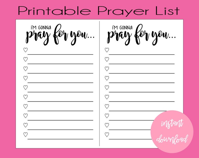 PRINTABLE Prayer List, Digital Planner Insert, Bible Journaling Prayer ...