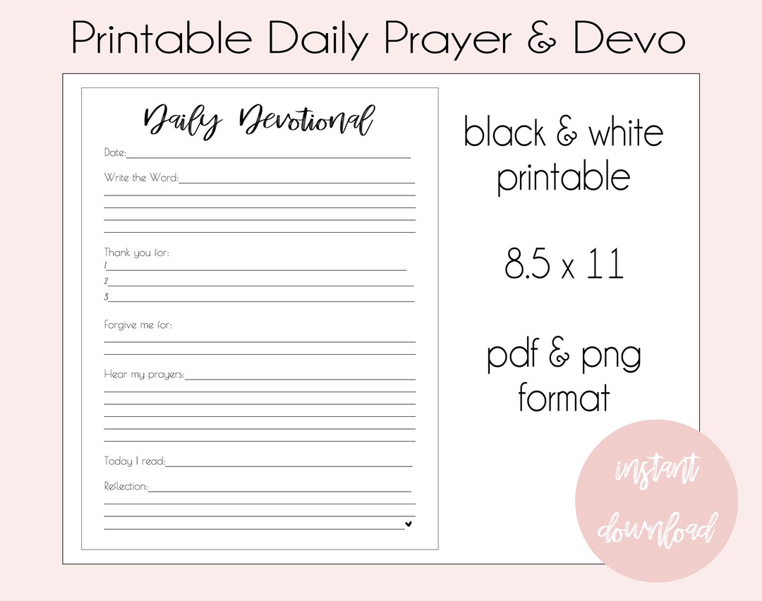Printable Daily Prayer Journal Page, Bible Study Page, Quiet Time Faith ...