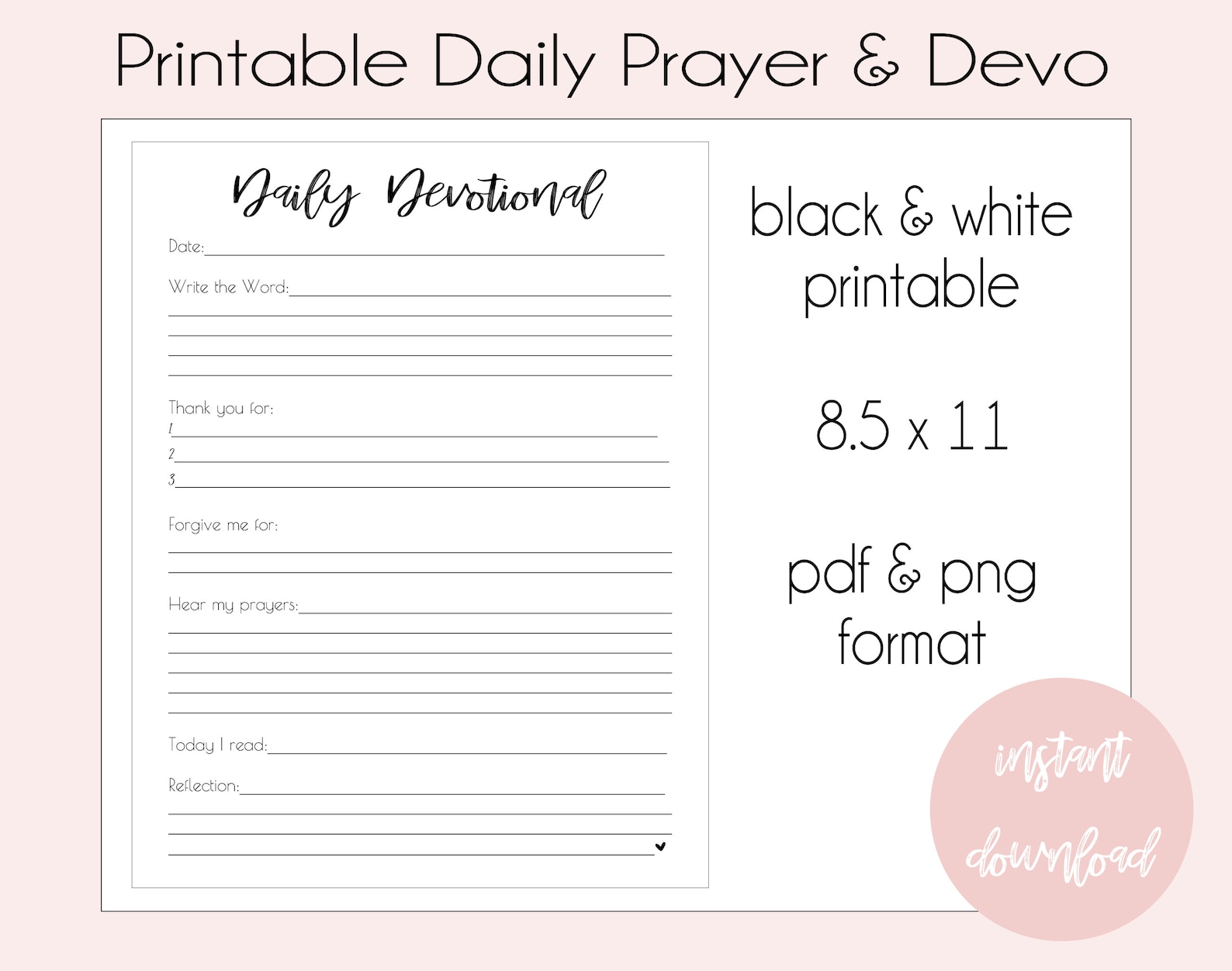 Printable Daily Prayer Journal Page Bible Study Page Quiet - Etsy