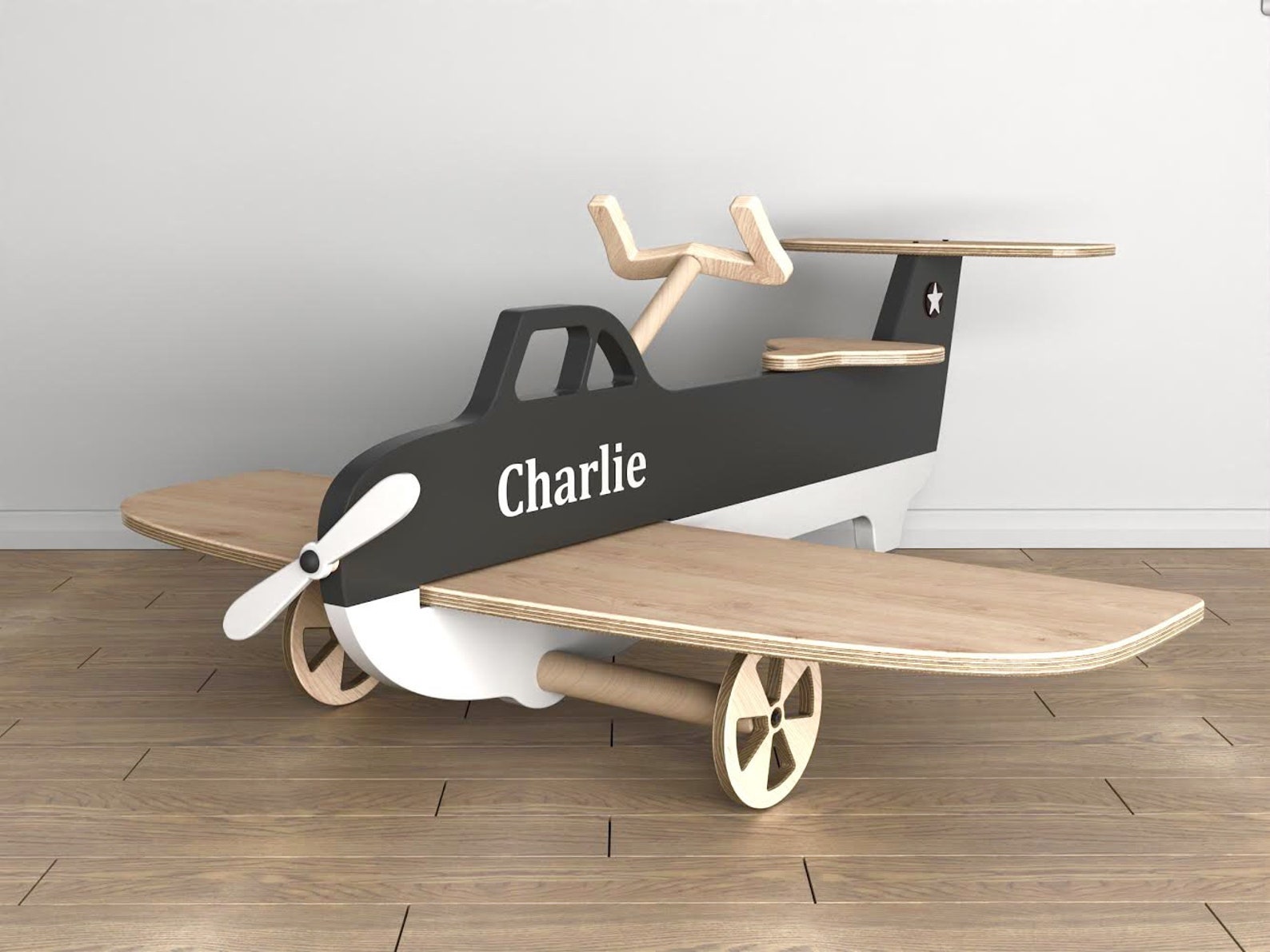Personalized Rocking Airplane, Wooden Rocking Plane, Ride on Airplane ...
