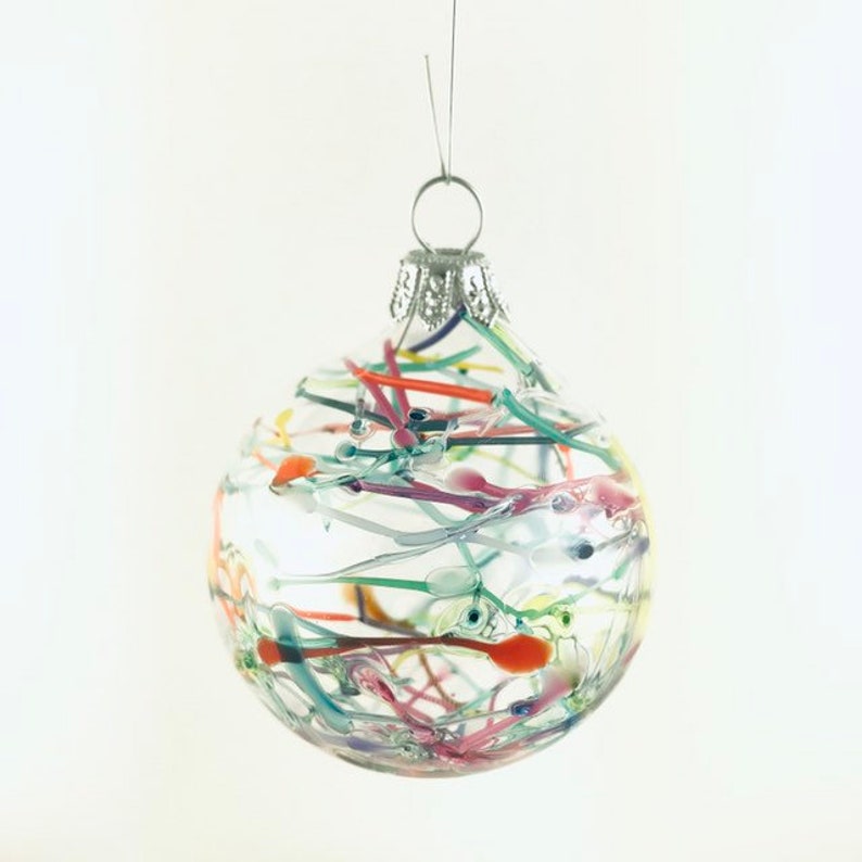 Blown Glass Ornament in Multicolor Funky Design. Handblown - Etsy