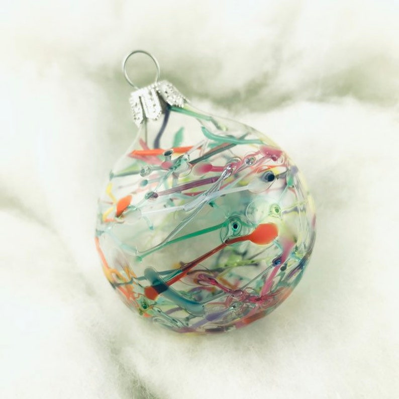 Blown Glass Ornament in Multicolor Funky Design. Handblown | Etsy