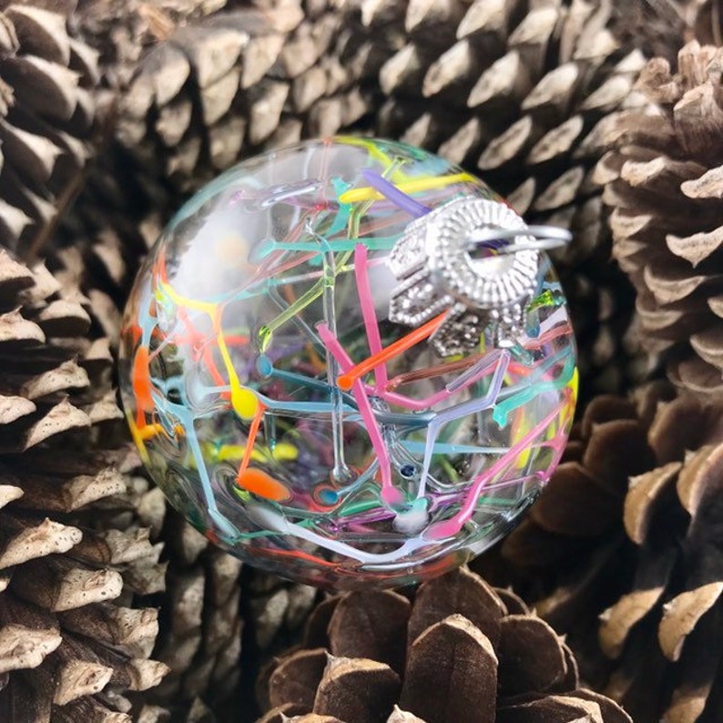 Blown Glass Ornament in Multicolor Funky Design. Handblown - Etsy