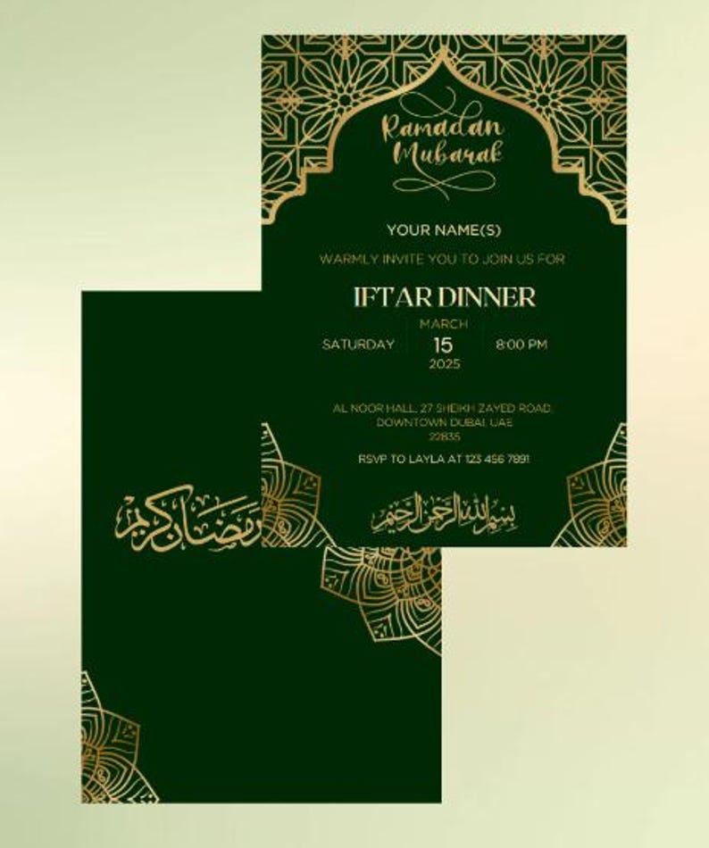 Iftar Collection - Invitation, Menu & Program - Etsy