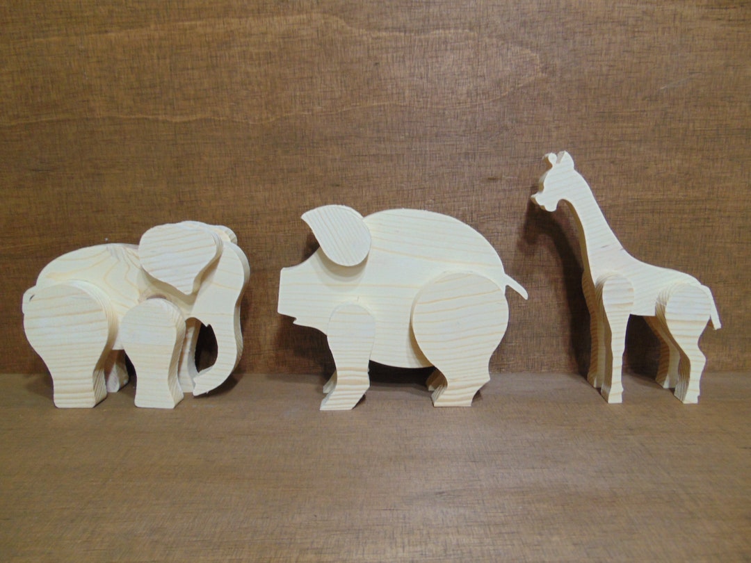6 - Scrollsaw Patterns, Elephant, Giraffe, Pig, Cow, Goat, and Horse ...