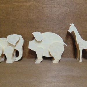 3 - Scrollsaw Patterns, Elephant, Giraffe, and Pig Scroll Saw Pattern ...