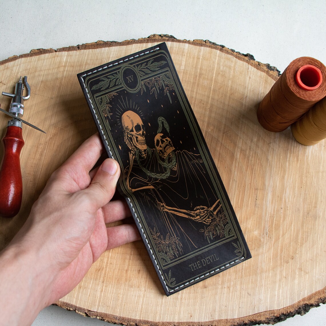 Devil Tarot Card Design Leather Wallet, Unique Gift for Him ...
