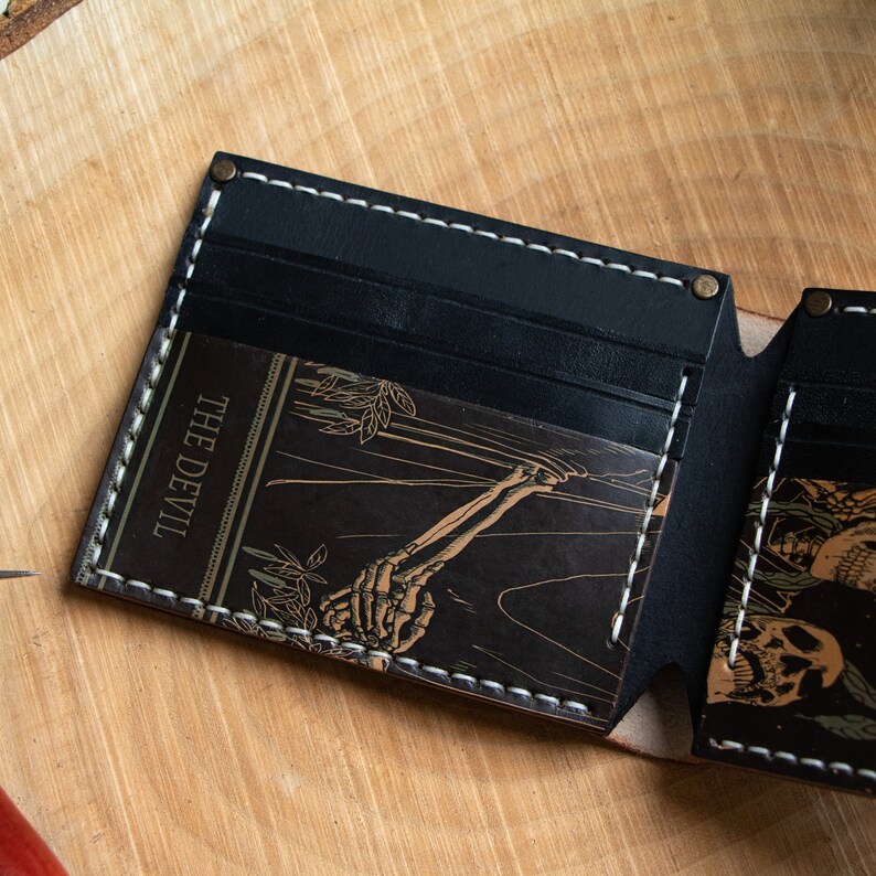 Devil Tarot Card Design Leather Wallet, Unique Gift for Him ...