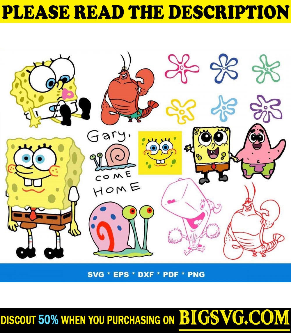 1500 SPONGEBOB SVG BUNDLE, Sponge Svg Bundle, Sponge Clipart Bundle ...
