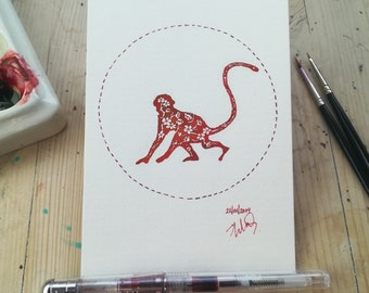 Chinese Zodiac Rabbit Starry Night Moon Bunny Original Ink - Etsy