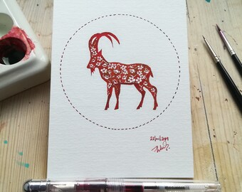 Chinese Zodiac Rabbit Starry Night Moon Bunny Original Ink - Etsy