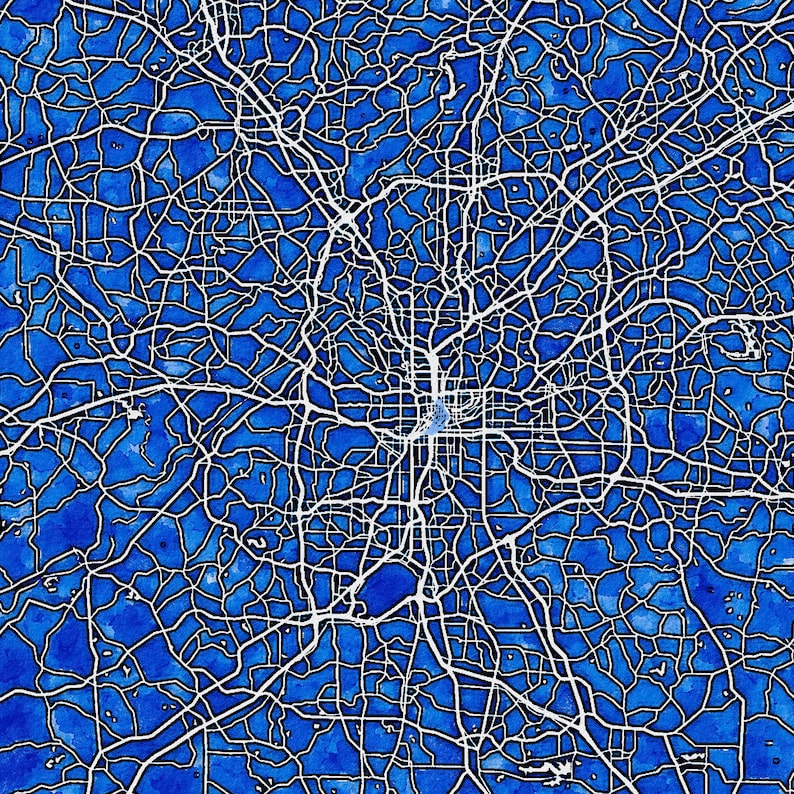 Printable Watercolor City Map, Custom City Map, Any Town, Personalized ...