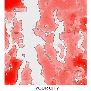 Printable Watercolor City Map, Custom City Map, Any Town, Personalized ...