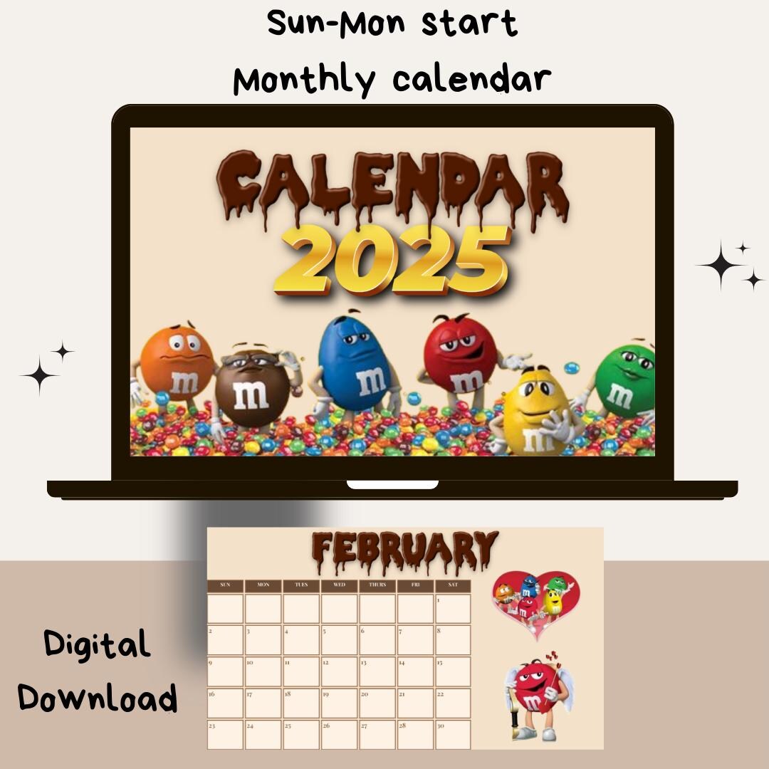 Printable Calendar 2025 - Fun and Colorful | Each Month With Characters ...