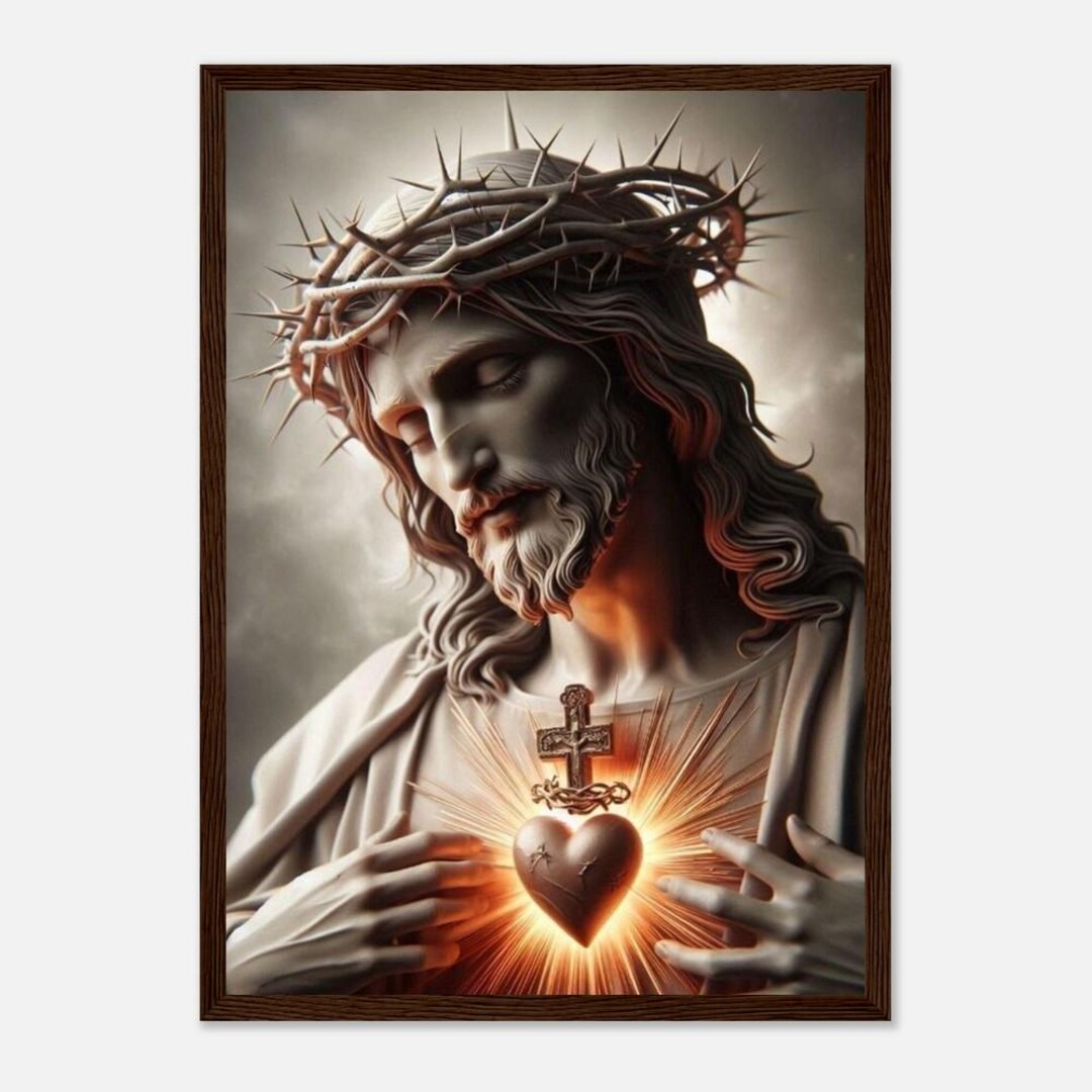 Framed Sacred Heart of Jesus Poster | Christian A3 Wall Art | Religious ...