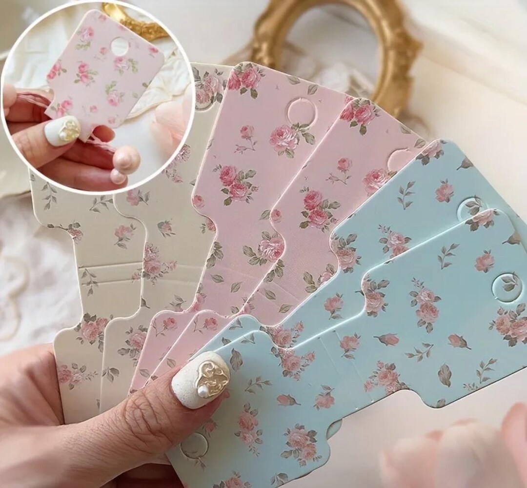 25 Shabby Cream Roses Hair Tie Cards | Bow Cards | Bracelet Packaging ...