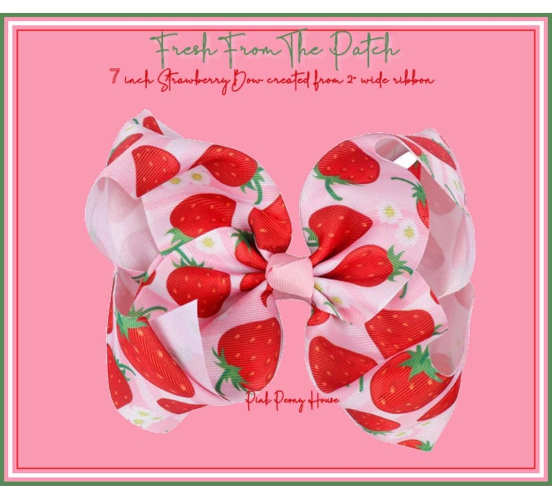 Handmade Little Girls Big Bow Berry Sweet Strawberry 7 Fruit Clips ...