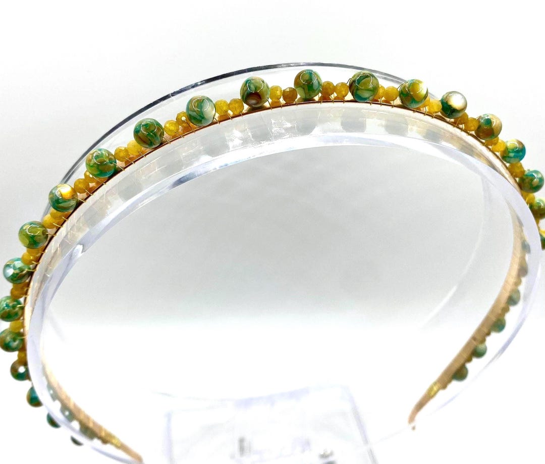 Topaz, Shells and Resin Headband, Hair Accessory, Crystal Tiara, Laurel ...