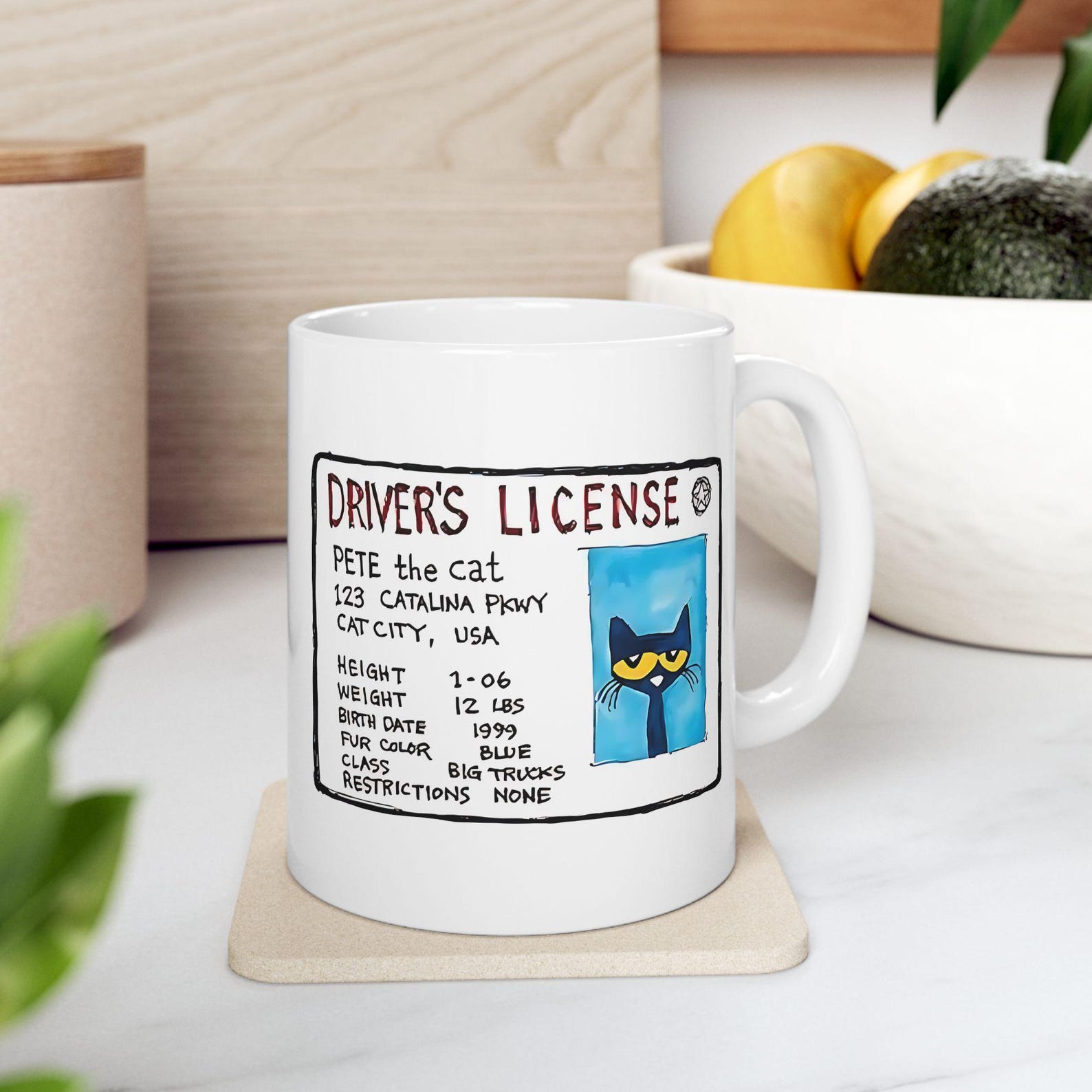 Unique Pete the Cat Drivers License Mug, Perfect for Fans of the Iconic ...