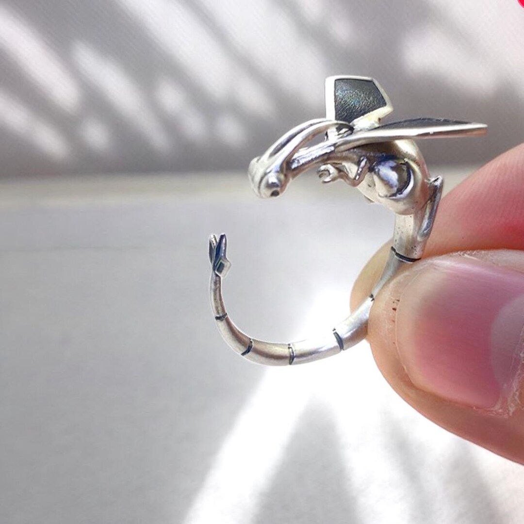 EXCLUSIVE Fanmade Poke.mon Flygon Wrapped Custom Ring, Handmade Silver 950 Jewelry, Perfect ...