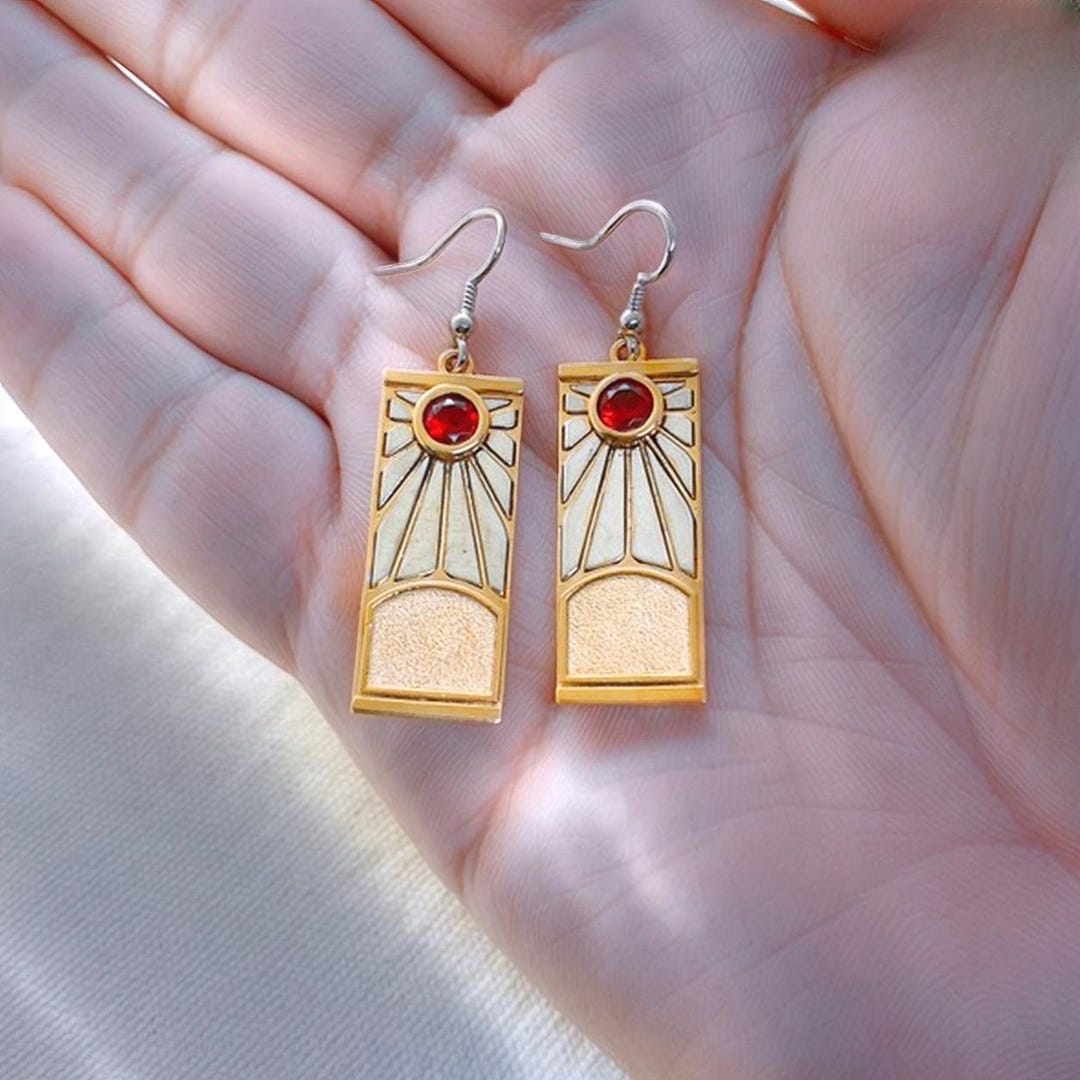 Handmade Hanafuda Rising Sun Earrings, Gold/silver Anime Cosplay ...