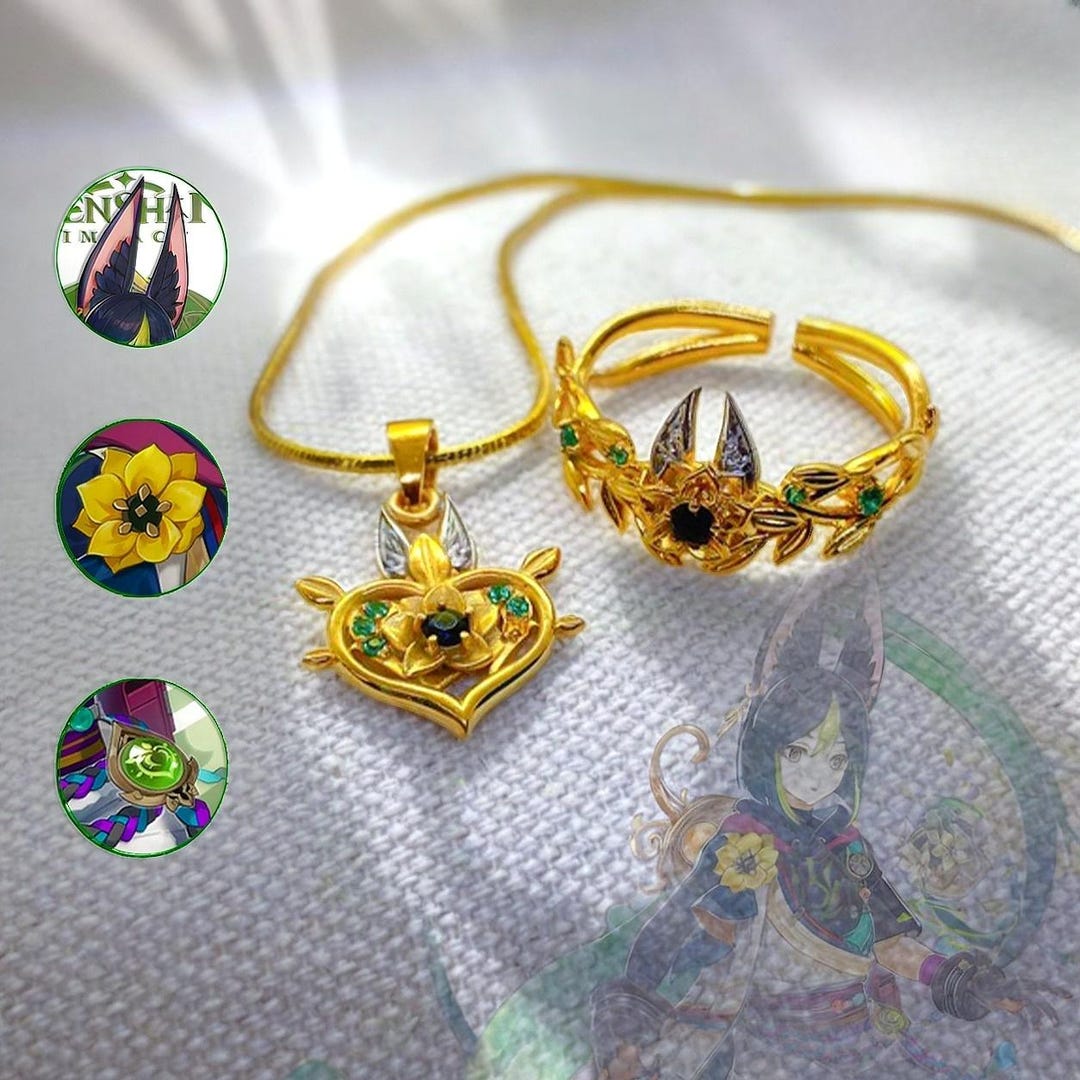 EXCLUSIVE Genshin Impact Sumeru Combo Necklace & Ring With Tighnari ...
