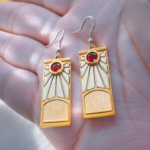 Handmade Hanafuda Rising Sun Earrings, Gold/silver Anime Cosplay ...