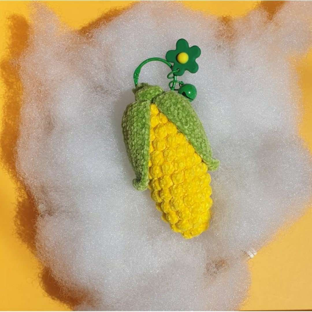 Cute Corn Crochet Keychain, Amigurumi Corn Keyring, Crochet Corn Bag ...