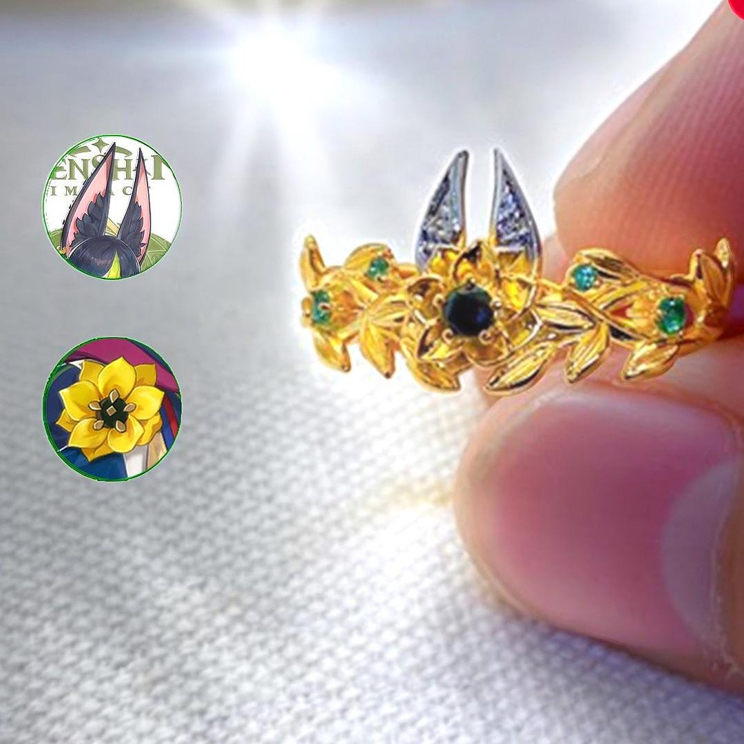 EXCLUSIVE Tighnari Genshin Impact Ring, Sumeru Pattern Custom Handmade ...