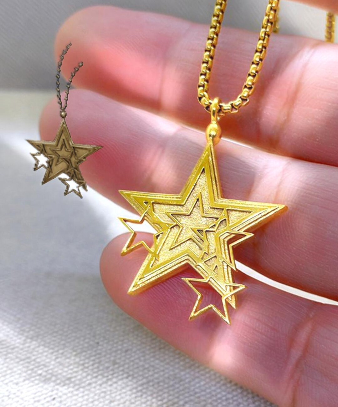 Fanmade Final Fantasy VII Rebirth Star Pendant Necklace, 14k Gold ...