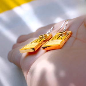 Handmade Hanafuda Rising Sun Earrings, Gold/silver Anime Cosplay ...