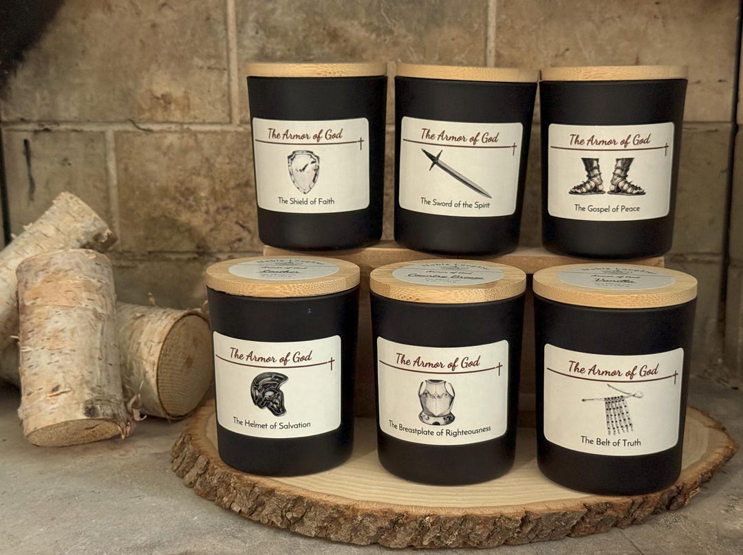 Armor of God Set (6 Candles), Soy Blend, 6 Oz, Bible Inspired Gift ...