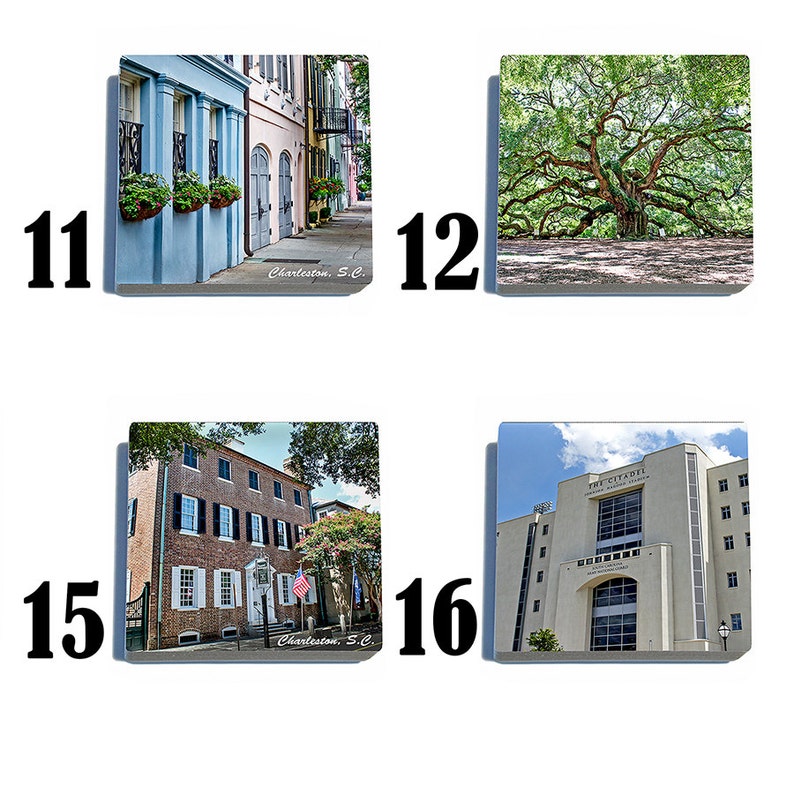 Charleston, South Carolina - Tumbled Stone Coaster Set - Pick Any Four ...