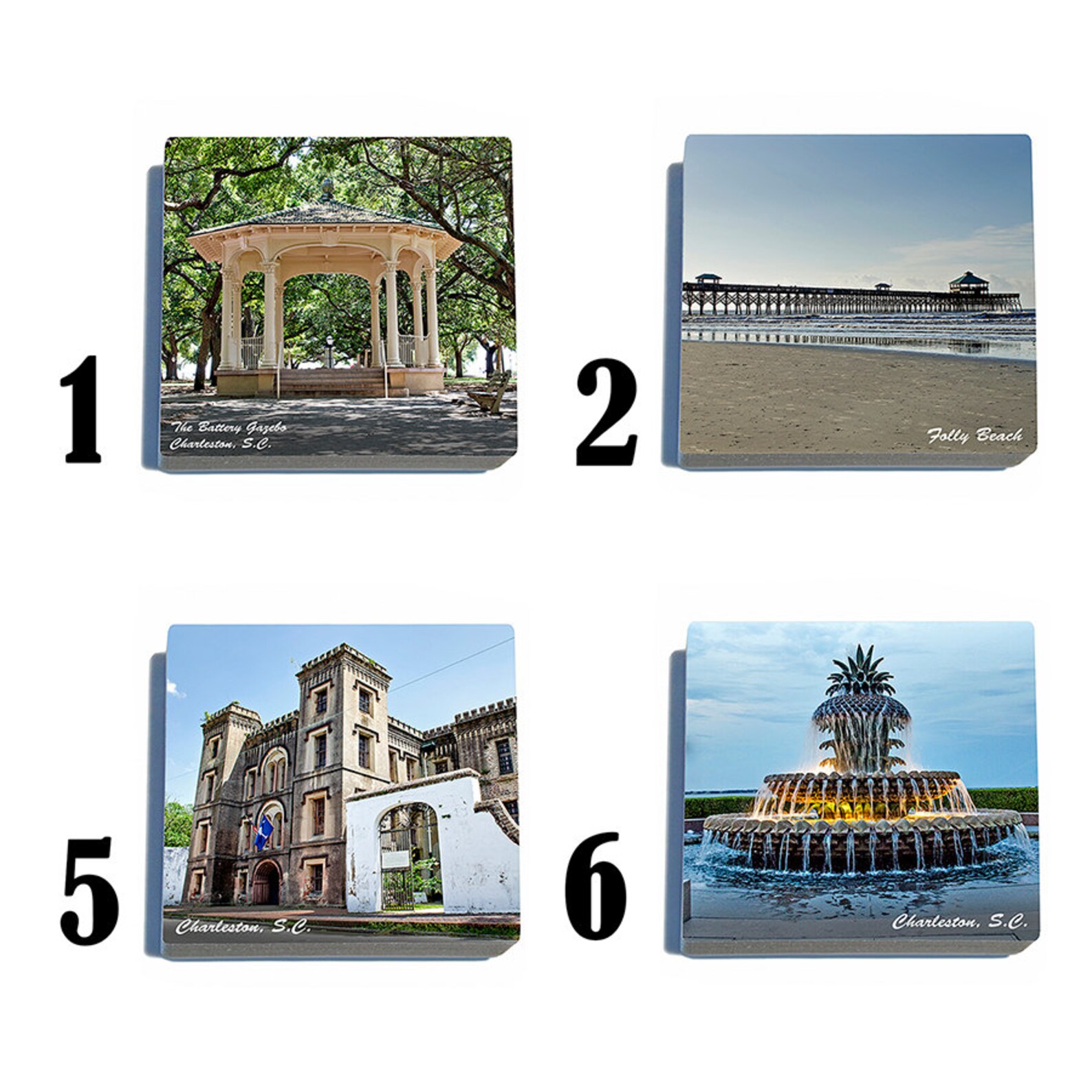 Charleston, South Carolina - Tumbled Stone Coaster Set - Pick Any Four ...