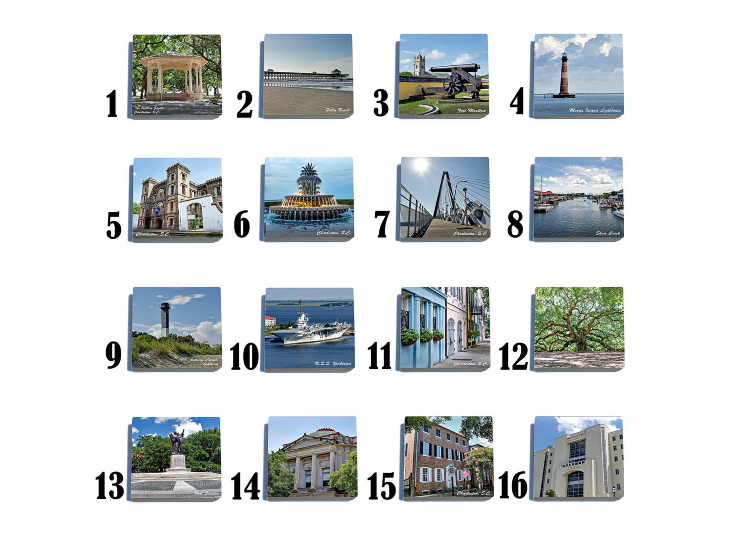 Charleston, South Carolina - Tumbled Stone Coaster Set - Pick Any Four ...