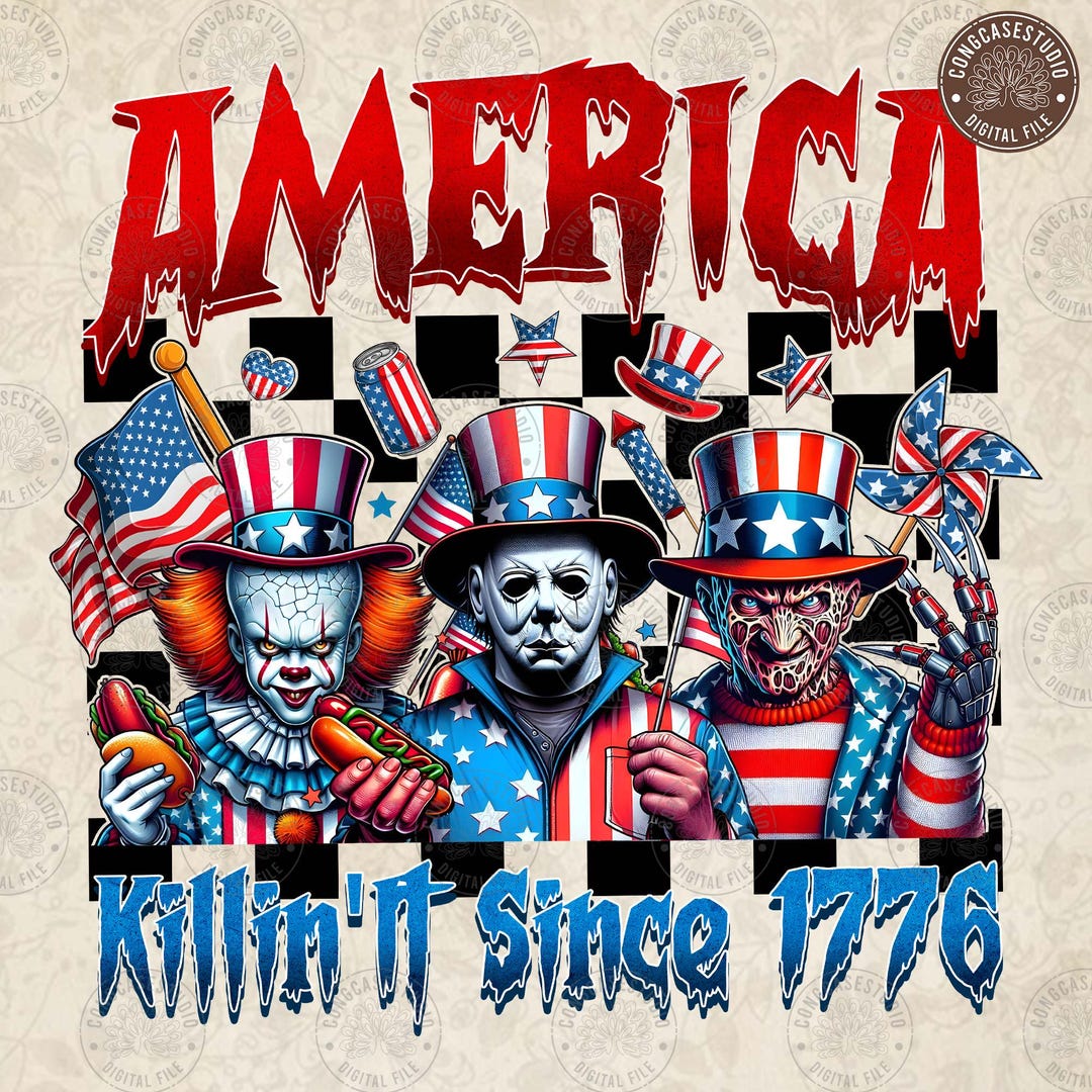 Horror Characters 4th of July Png, Retro America Png, Memorial Day PNG ...