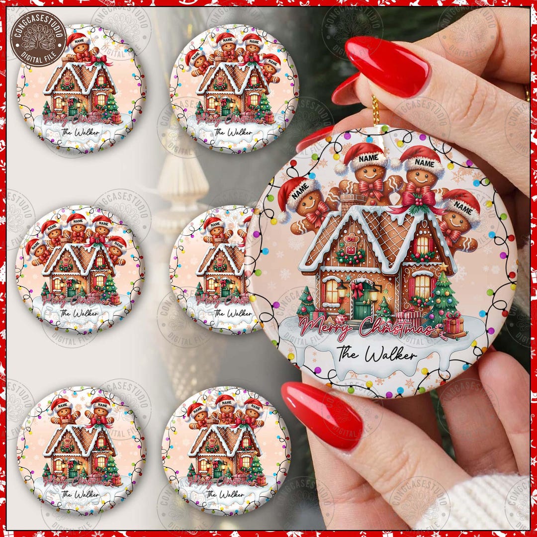CUSTOM Gingerbread Man Family Ornament Bundle PNG, Christmas Snowman ...