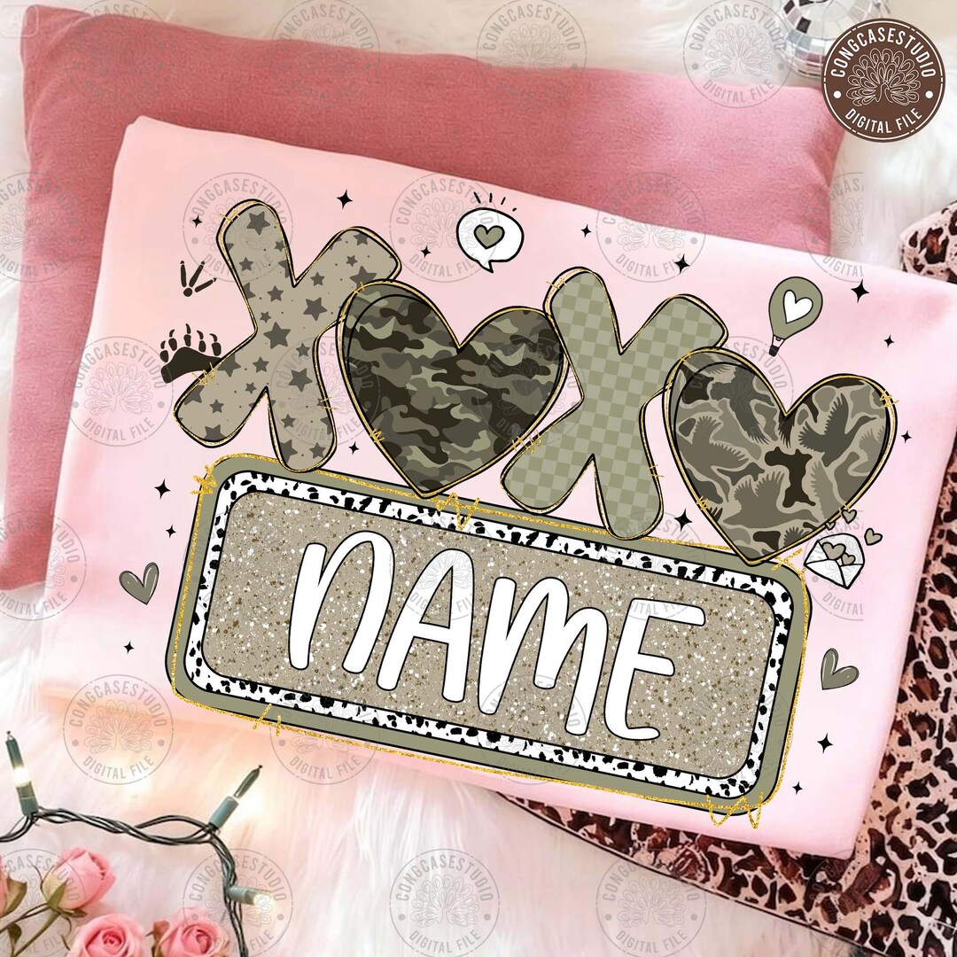 Custom Camo Valentine XOXO PNG: Personalized Hunting Boy Shirt Design ...