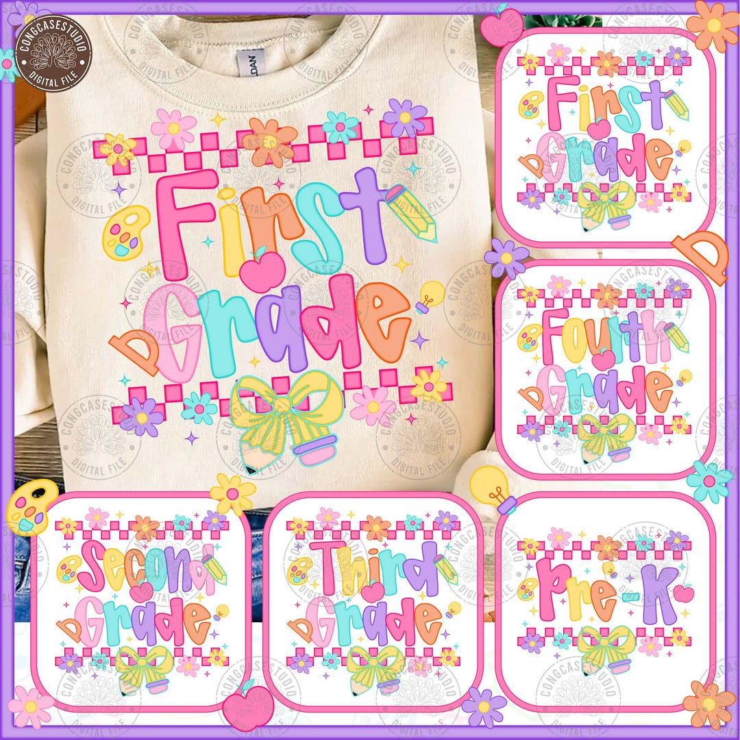 Back to School Png Bundle, Grade School Png, Floral Grade Png, Teacher ...