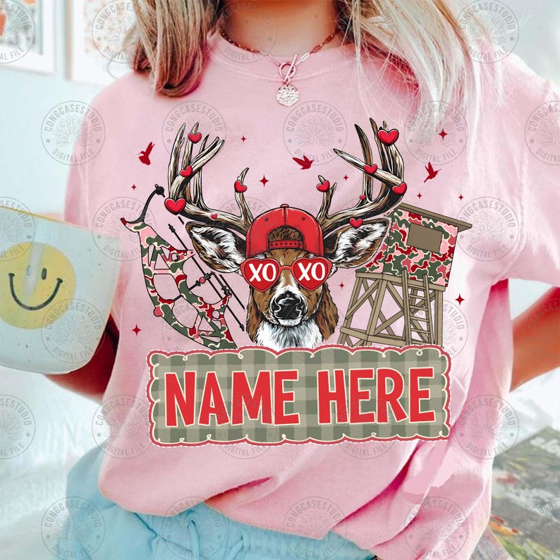 Hunting Valentines Design Shirt PNG: Personalized Heart Name Plate ...
