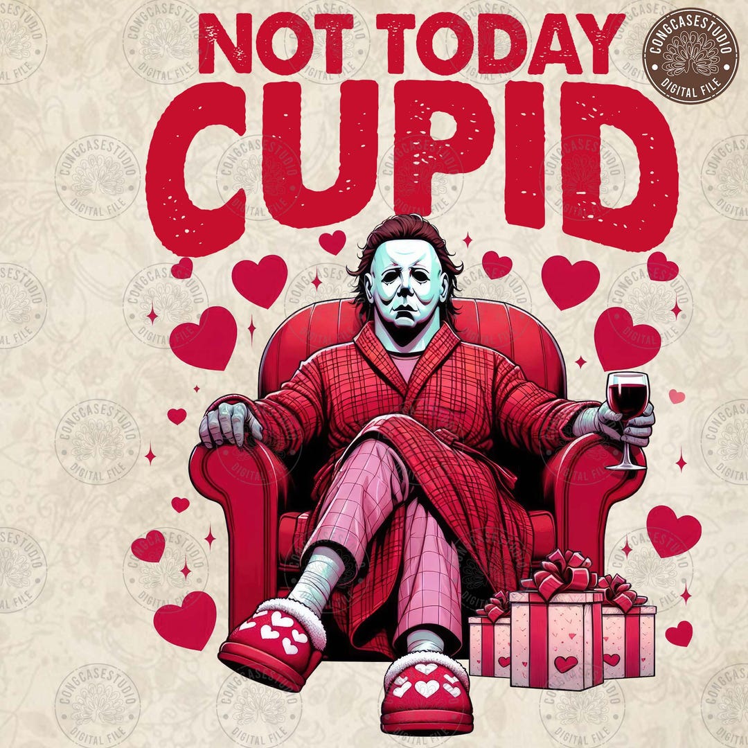 Horror Characters Valentine Png, Retro Not Today Cupid Png, Valentine ...