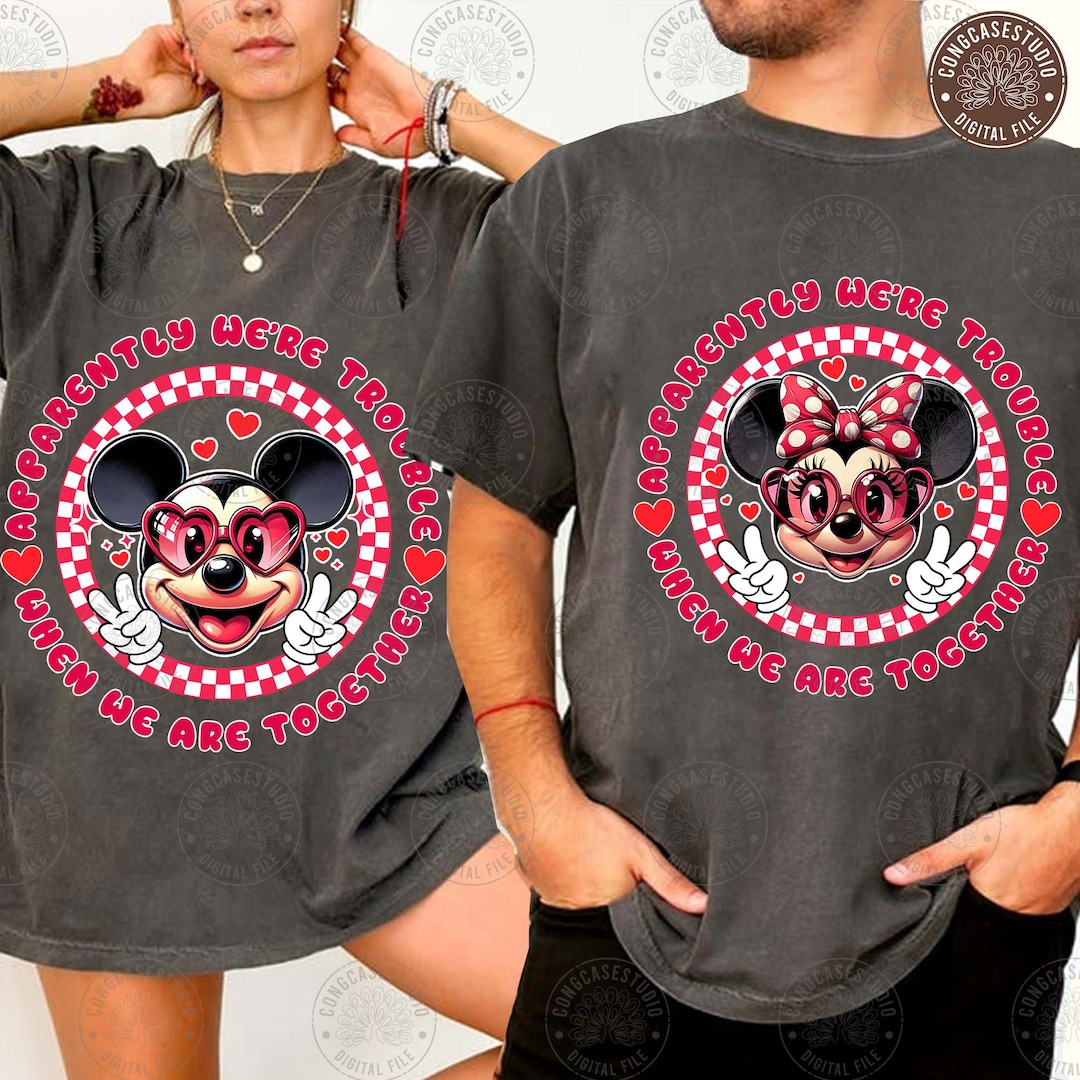 Double Trouble Png, Love XOXO Png, Valentine Cartoon Couple Png, Mouse ...